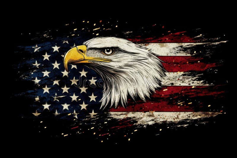 A Bald Eagle S Head Against a Distressed American Flag Stock ...