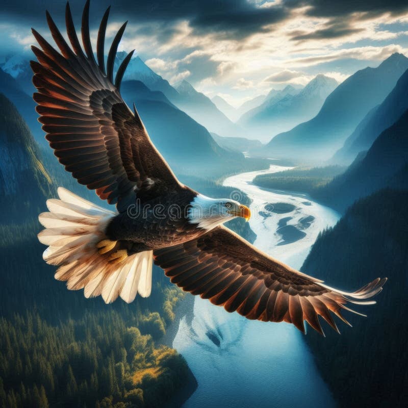 A Bald Eagleâ€™s Perfect Flight Stock Illustration - Illustration of ...