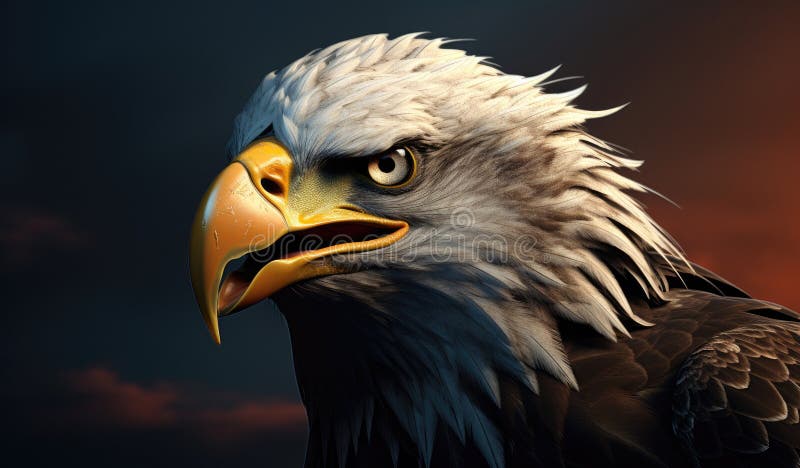 A Bald Eagle with a Serious Look on Its Face Stock Illustration ...