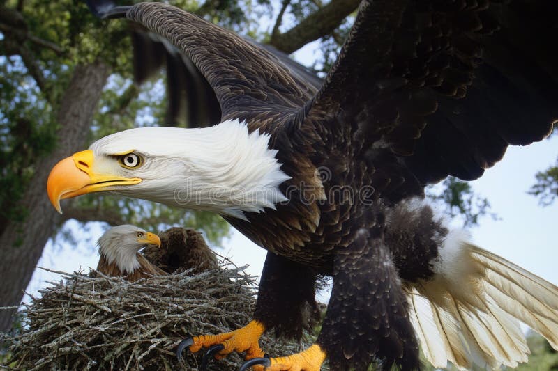 Bald Eagle Sitting Its Nest Symbol Freedom Power Stock Photos - Free ...