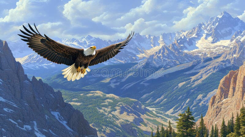 Bald Eagle Soaring Above Mountains: a Majestic Image of a Bald Eagle ...