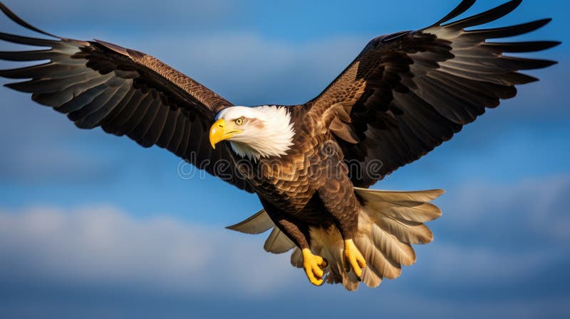 A Bald Eagle Flying in the Air with Its Wings Spread, AI Stock Image ...