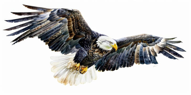 A Bald Eagle Soaring through the Air with Its Wings Spread Wide Stock Photo - Image of powerful ...