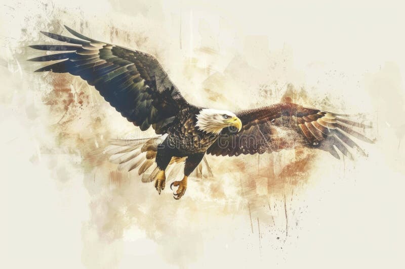 A Bald Eagle Soaring through the Air with Outstretched Wings and a ...