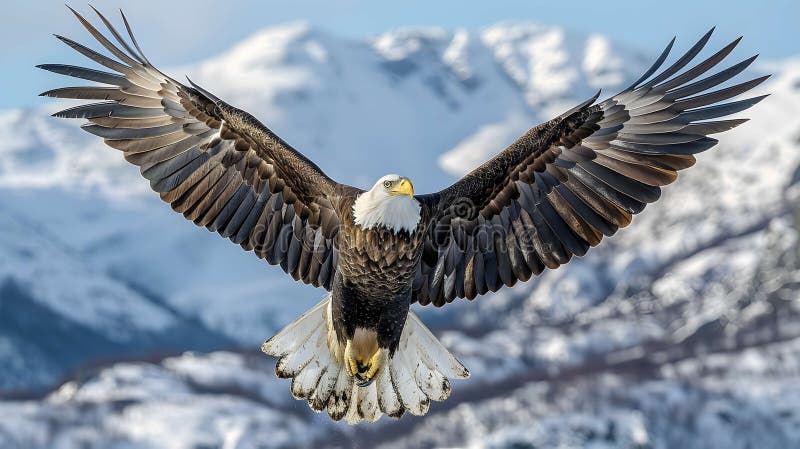 Bald Eagle Soaring through a Clear Blue Sky. Stock Illustration ...