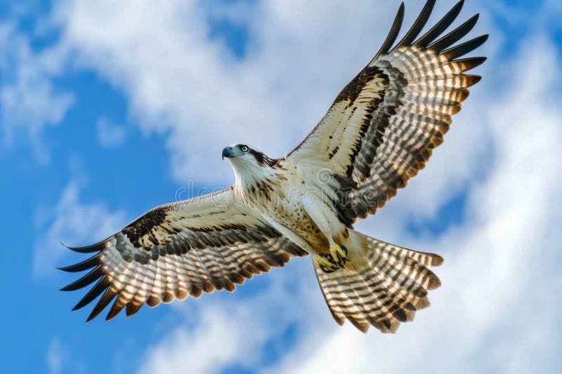 Bald Eagle Soaring through Cloudy Blue Sky Stock Image - Image of nature, blue: 346924975