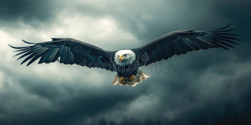 A Bald Eagle Soaring through a Cloudy Sky, Perfect for Wildlife or ...