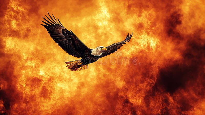 Bald Eagle Soaring Fiery Orange Sky Stock Photos - Free & Royalty-Free ...