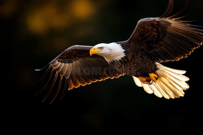 Bald Eagle Soaring Gracefully in Sky, Showcasing Its Majestic Wings and ...