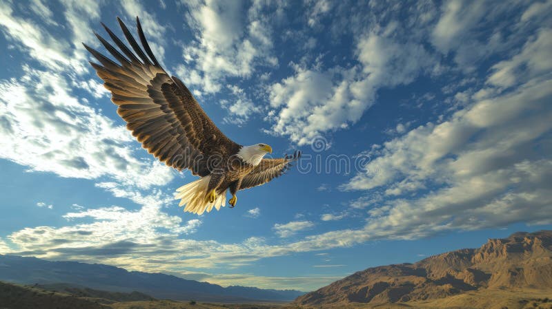 Bald Eagle Soaring Above Mountains: a Majestic Image of a Bald Eagle ...