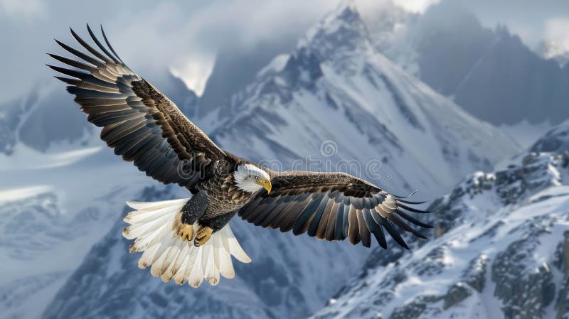 Majestic Bald Eagle Flight Wings Spread Wide Soaring High Stock Photos - Free & Royalty-Free ...