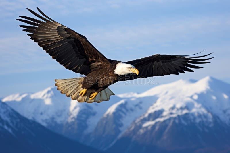 A Bald Eagle Soaring Over a Wild, Open Landscape Stock Illustration ...