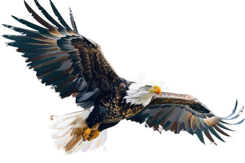 A Bald Eagle Soaring through the Sky, Its Wings Spread Wide Stock Photo ...