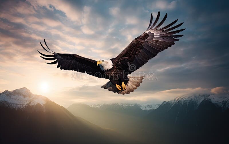 Bald Eagle Soaring in the Sky with Wings Spread Wide Stock Photo - Image of vulture, bald: 274005934