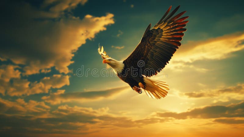 Bald Eagle Flying Cloudy Sky Wings Spread Wide Stock Photos - Free ...