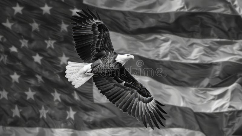 American Flag and Bald Eagle Stock Illustration - Illustration of eagle ...