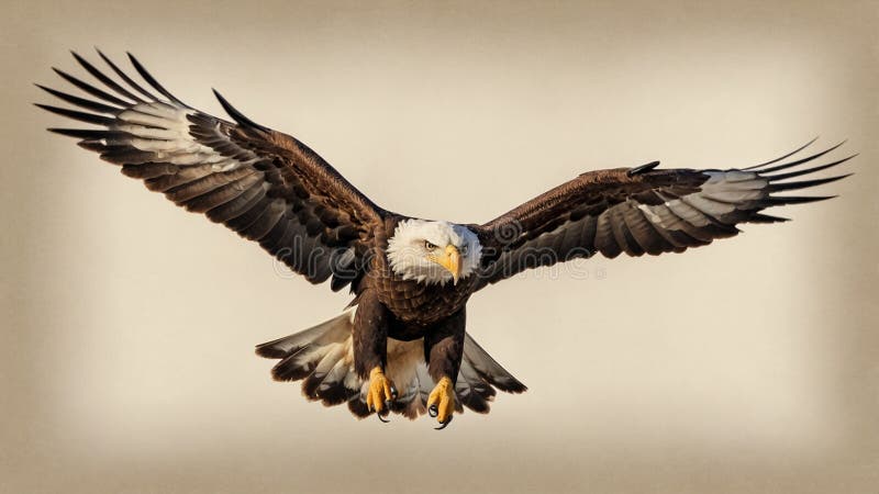 A Bald Eagle Soars Gracefully through the Air with Wings Spread Stock ...