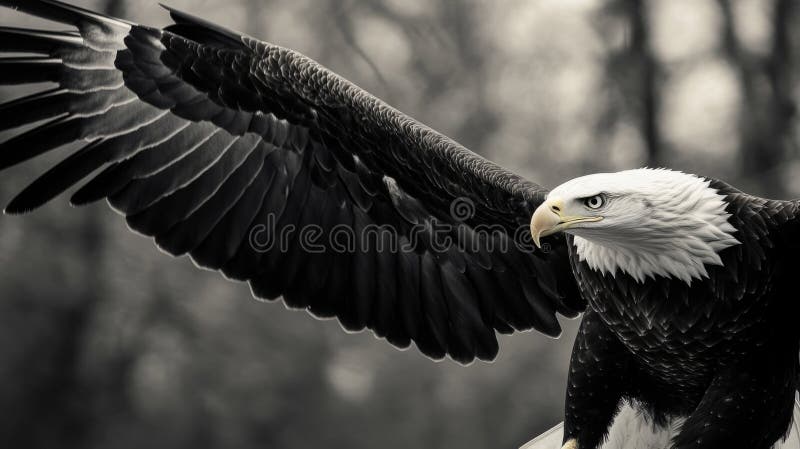Bald Eagle Spreads Wings stock photo. Image of america - 376053662