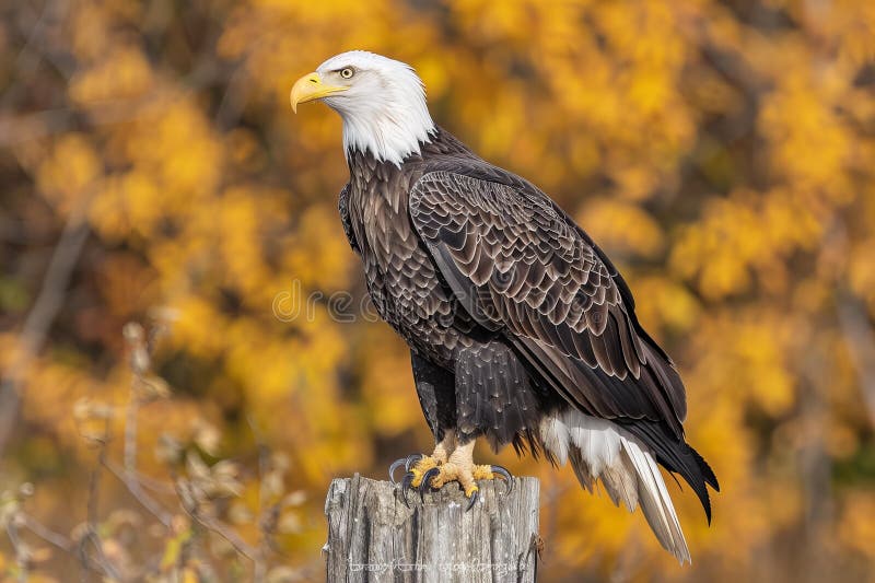 A Bald Eagle is Standing on a Fence Post, High Quality, High Resolution ...