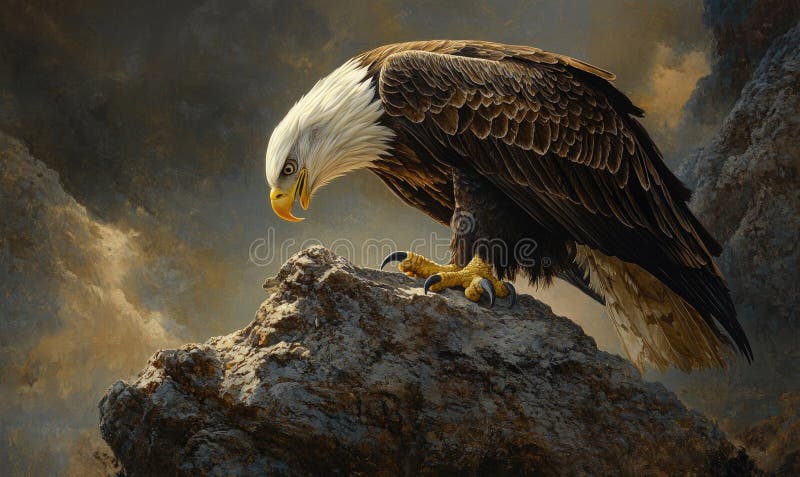 A Bald Eagle is Standing on a Rock Stock Image - Image of eagle, bald ...