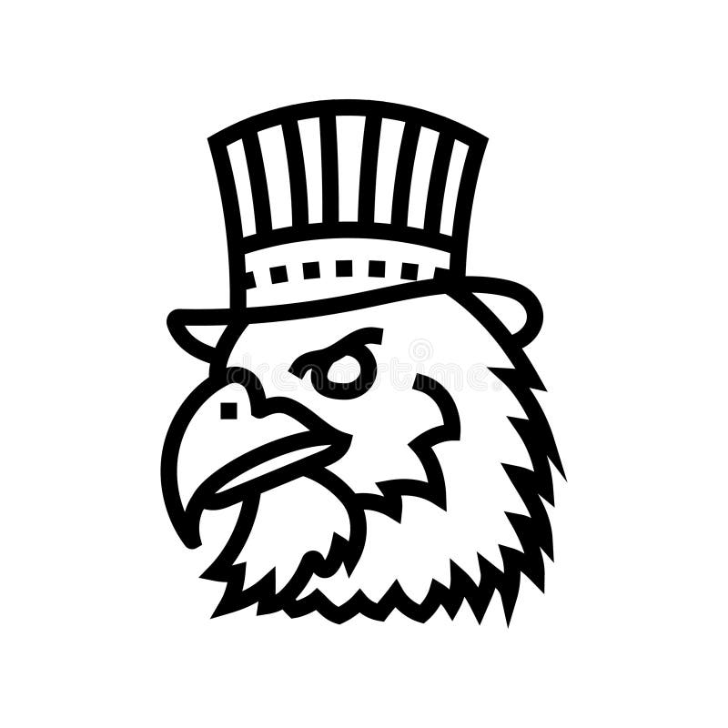 Bald Eagle Uncle Sam Hat Line Icon Vector Illustration Stock Vector ...