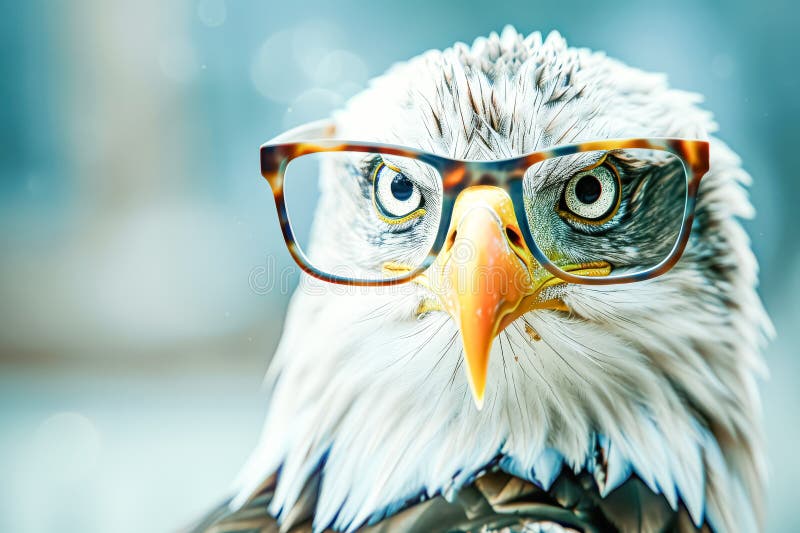Bald Eagle Wearing Glasses is Staring at the Camera Stock Photo - Image ...