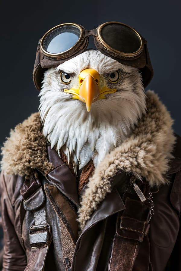 A Bald Eagle Wearing a Leather Jacket and Goggles Stock Image - Image ...