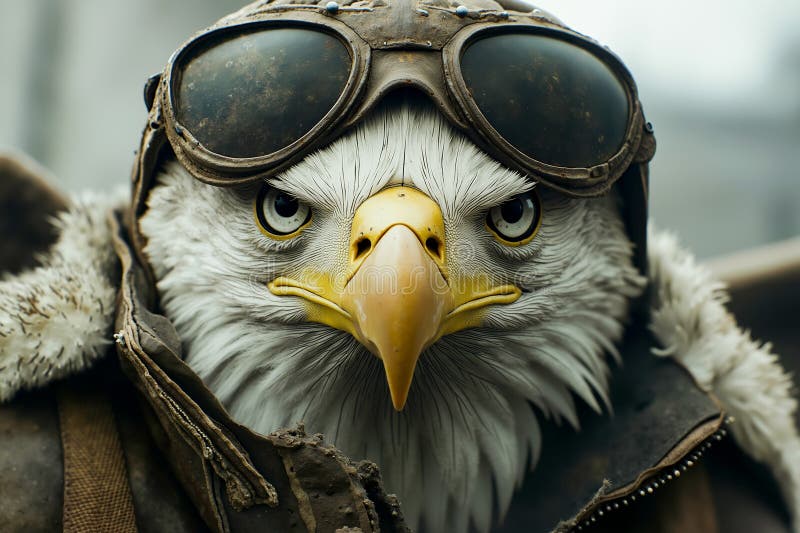 A Bald Eagle Wearing a Leather Jacket and Goggles Stock Image - Image ...