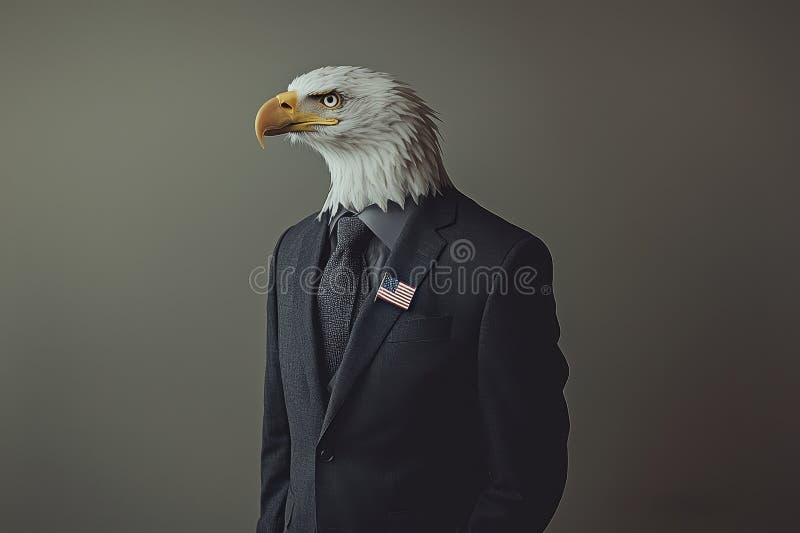 A Bald Eagle Wearing a Suit and Tie with an American Flag on His Lapel ...
