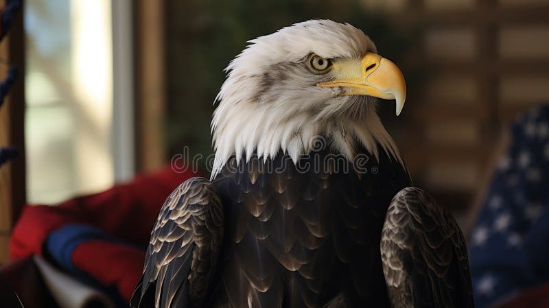 A Bald Eagle with a Yellow Beak Stock Illustration - Illustration of ...