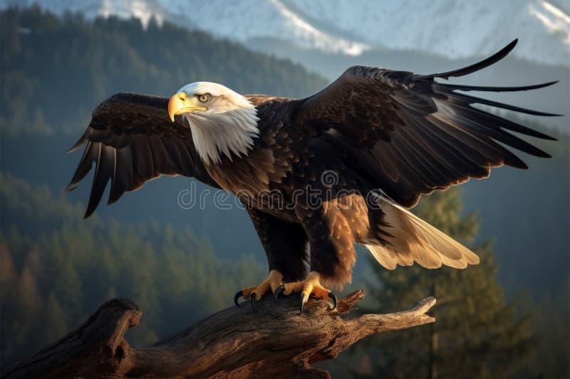 Bald Eagles Majestic Wingspan in Full Display during Flight Stock Illustration - Illustration of ...