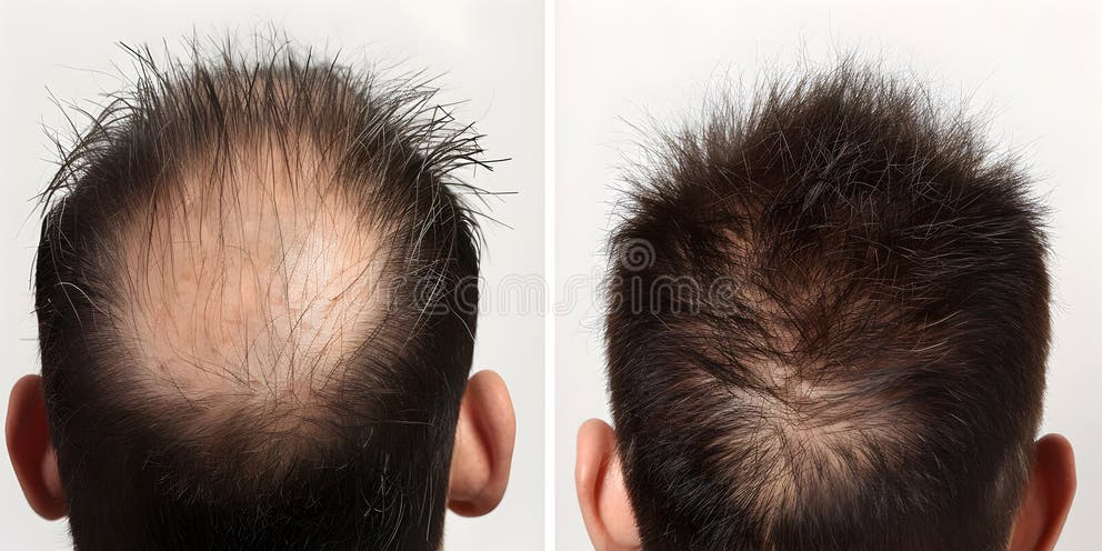 Bald Head Male Photo before and after Stock Illustration - Illustration ...