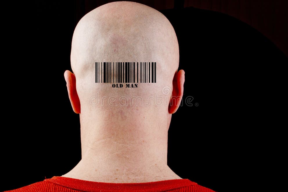 In Bald Man Barcode Old Man Stock Photo - Image of balding, hairloss ...