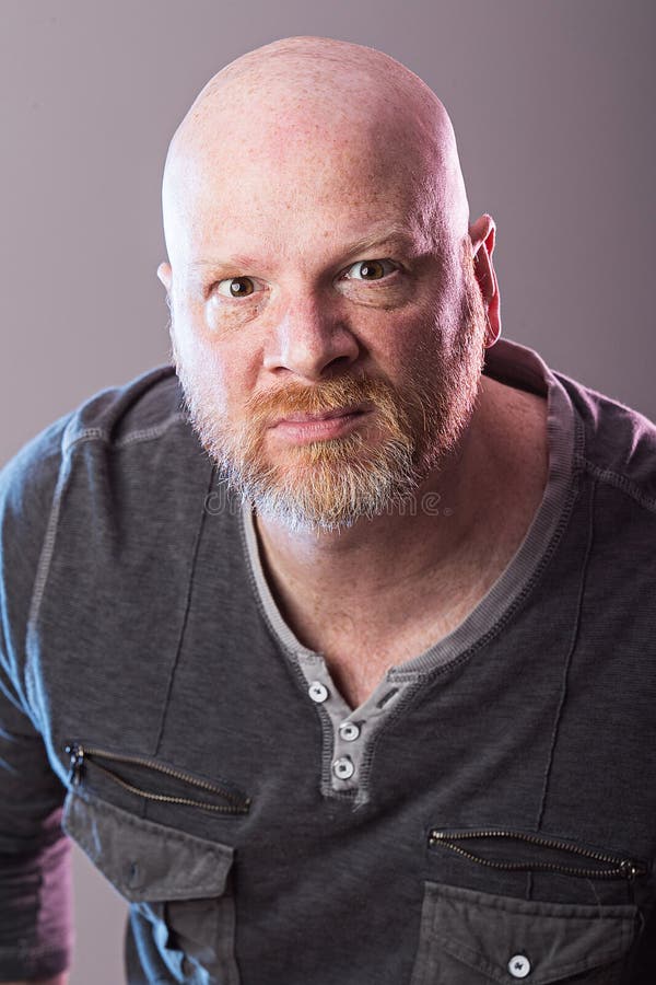 Grumpy bald man stock photo. Image of expression, beard - 113112514