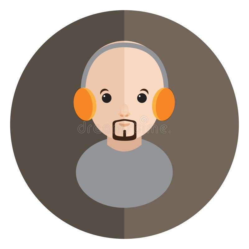 Bald Man with Headset. Vector Illustration Decorative Design Stock ...
