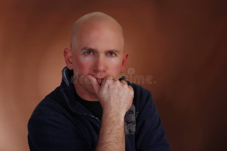 Bald Man Inquiring Look stock photo. Image of pinch, inquire - 5412980