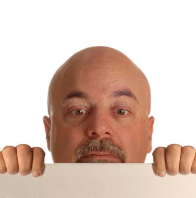 Bald man looking over sign stock image. Image of billboard - 6743239