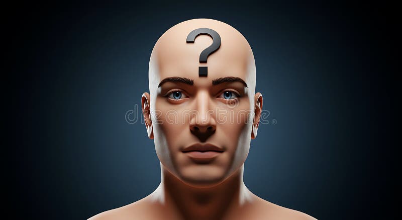 Bald Man with Question Mark: a Mysterious 3D Render Stock Illustration ...