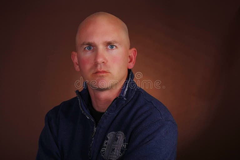 Bald Man Serious Look stock photo. Image of forward, lean - 5412984