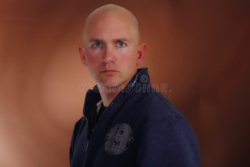 Bald Man Serious Look stock image. Image of leathery, shaved - 5412987