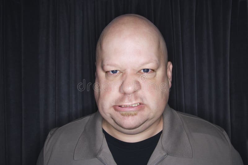 Bald man sneering. stock image. Image of looking, caucasian - 2425293