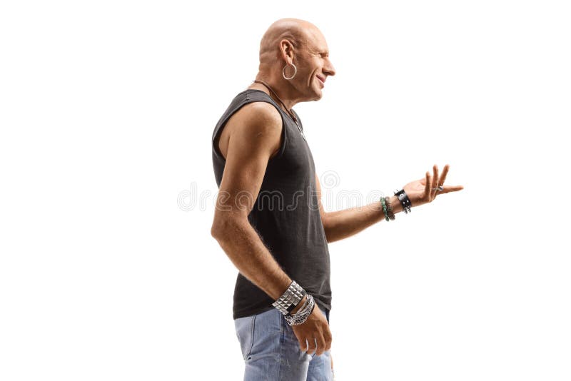 Bald Man Standing on the Edge of Cliff of Moher Stock Image - Image of ...