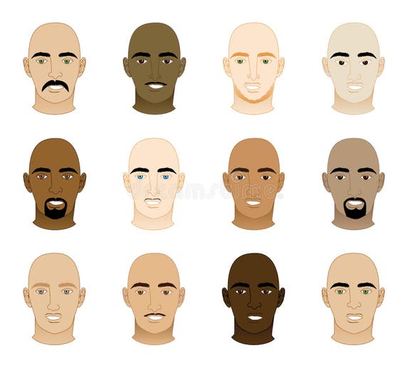 Bald Men Faces stock vector. Illustration of face, african - 21895138