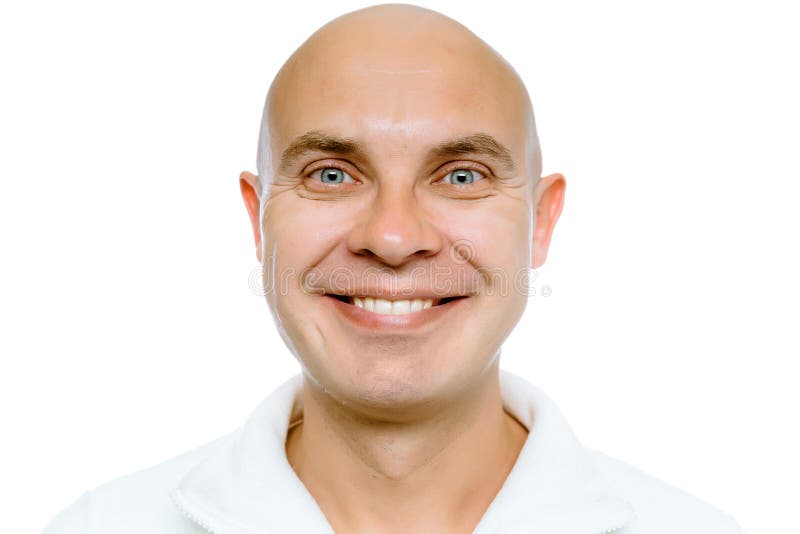 Bald Man Smiling at Camera Standing with Arms Crossed Stock Image ...