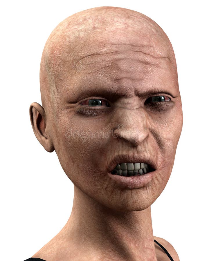 Bald Zombie Women stock illustration. Illustration of emotion - 4377755
