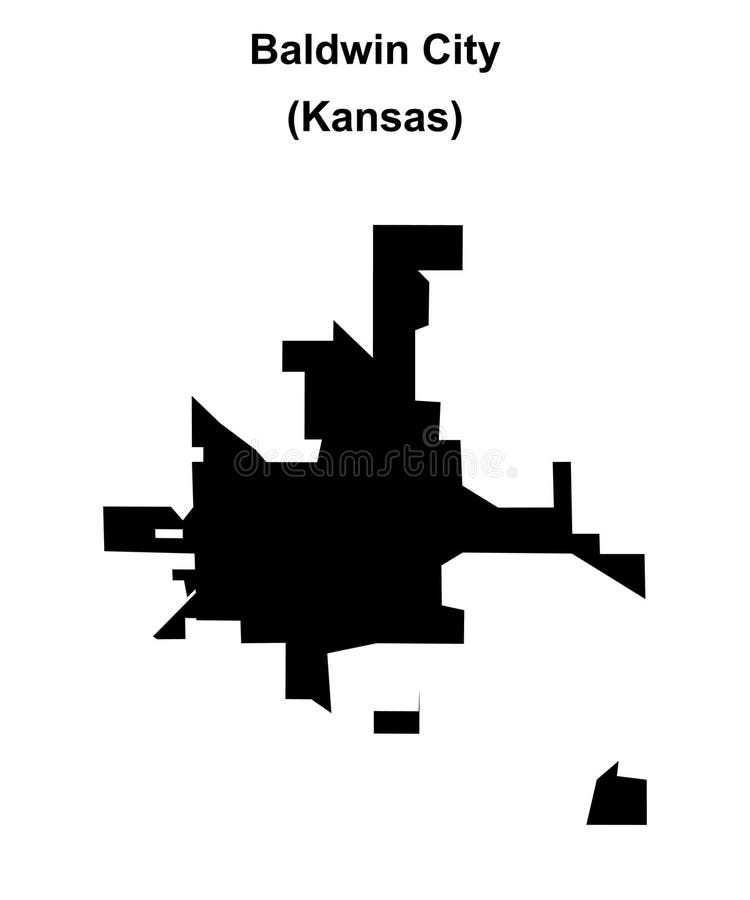 Baldwin City outline map stock vector. Illustration of boundary - 387287303