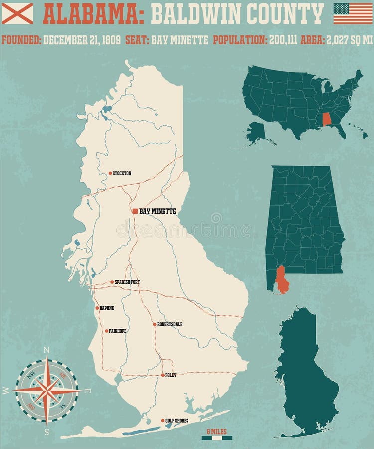 Baldwin County in Alabama USA Stock Vector - Illustration of autauga ...