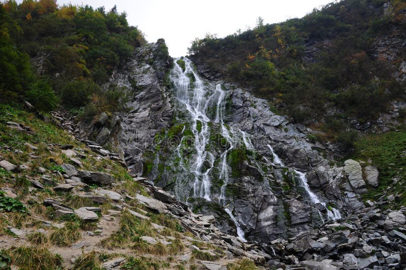 Beautiful Waterfall in the Mountains,Balea Cascades,Fagaras Mountains ...