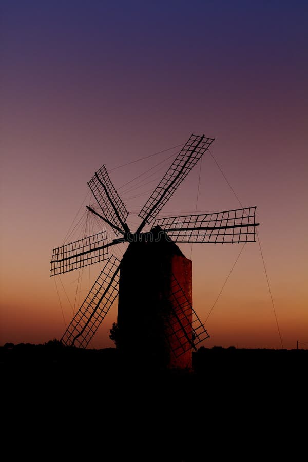 Windmill sunset stock image. Image of mont, europe, copyspace - 756057