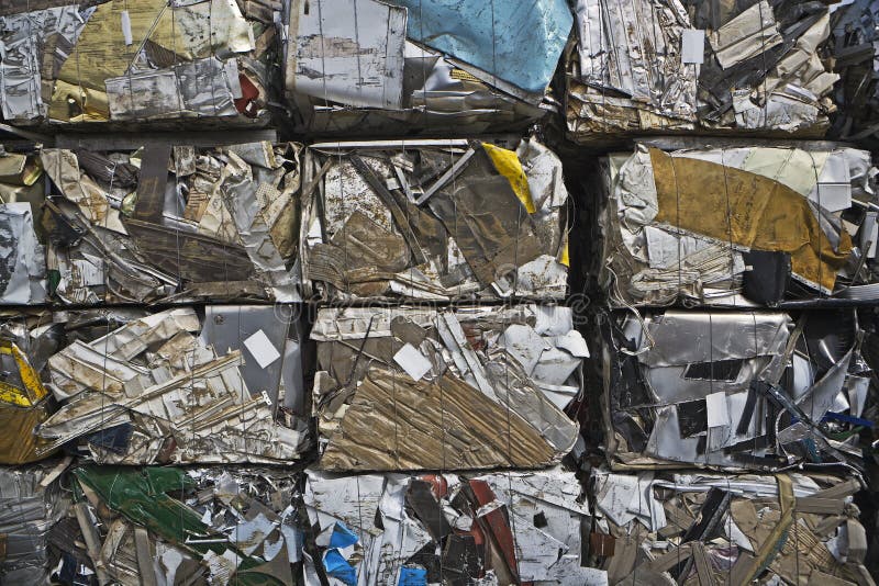 Crushed & Baled Scrap Metal Stock Photo - Image of aluminum, protection ...